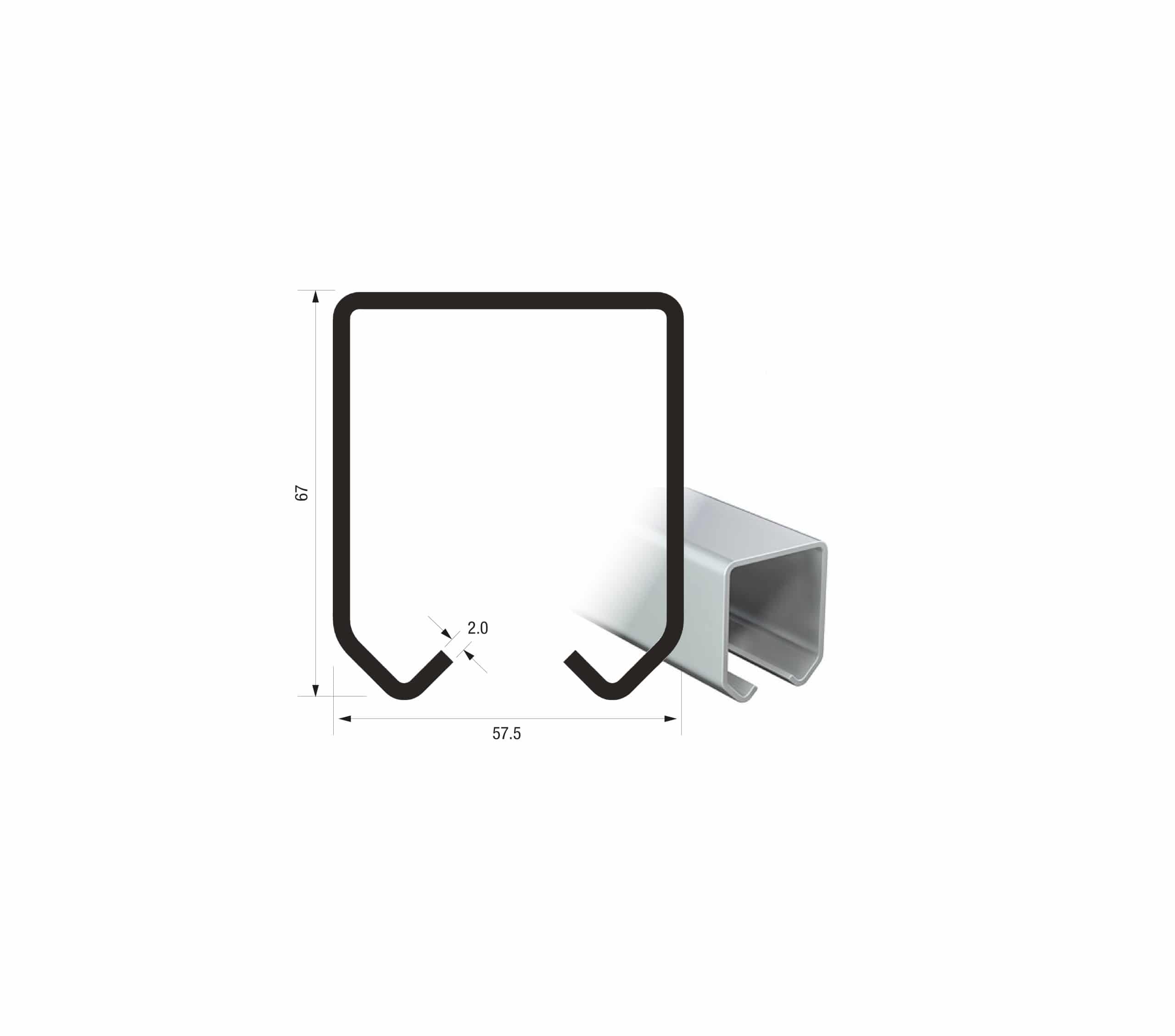 Series 250 Galvanised Steel Upper Track | Sliding Door Hardware | Runners